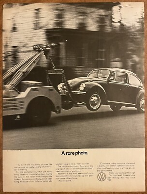 1971 Volkswagen Rare Photo Towing Beetle Improved Inside Out Since 1949 ...