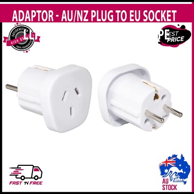 Travel Adaptor AU/NZ Plug to EU Socket - Double Round Pins Travel Power ...