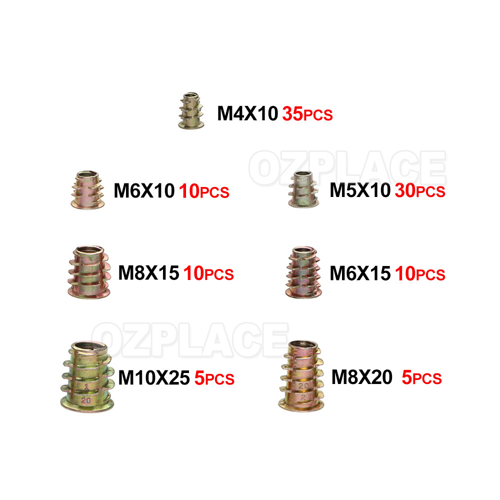 105 X M4 M5 M6 M8 M10 Wood Threaded Hex Drive Insert Fixing Screw ...