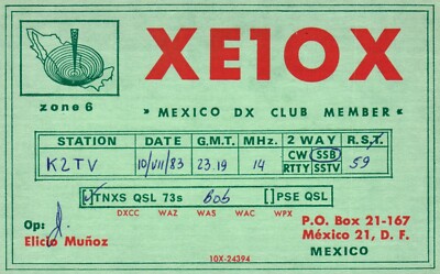 DX Club Mexico XE1OX QSL Radio Postcard | eBay