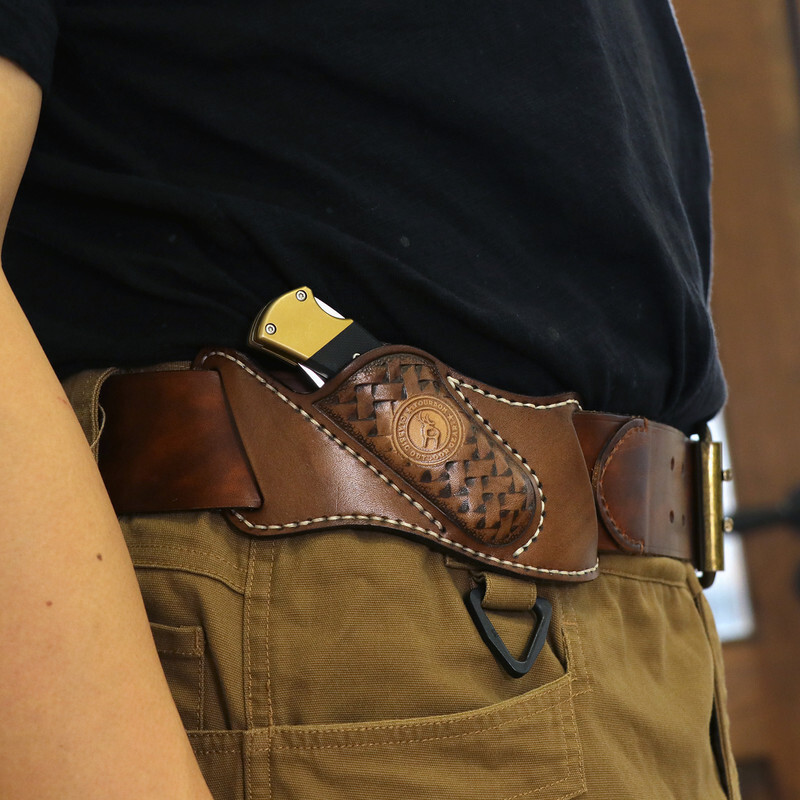 TOURBON Leather Folding Knife Sheath Blade Protector Pocket Knives Belt ...