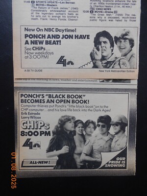 2 1982 CHiPS TV SHOW VINTAGE PRINT AD Sexy Eric Estrada Ponch Larry Wilcox Jon | eBay