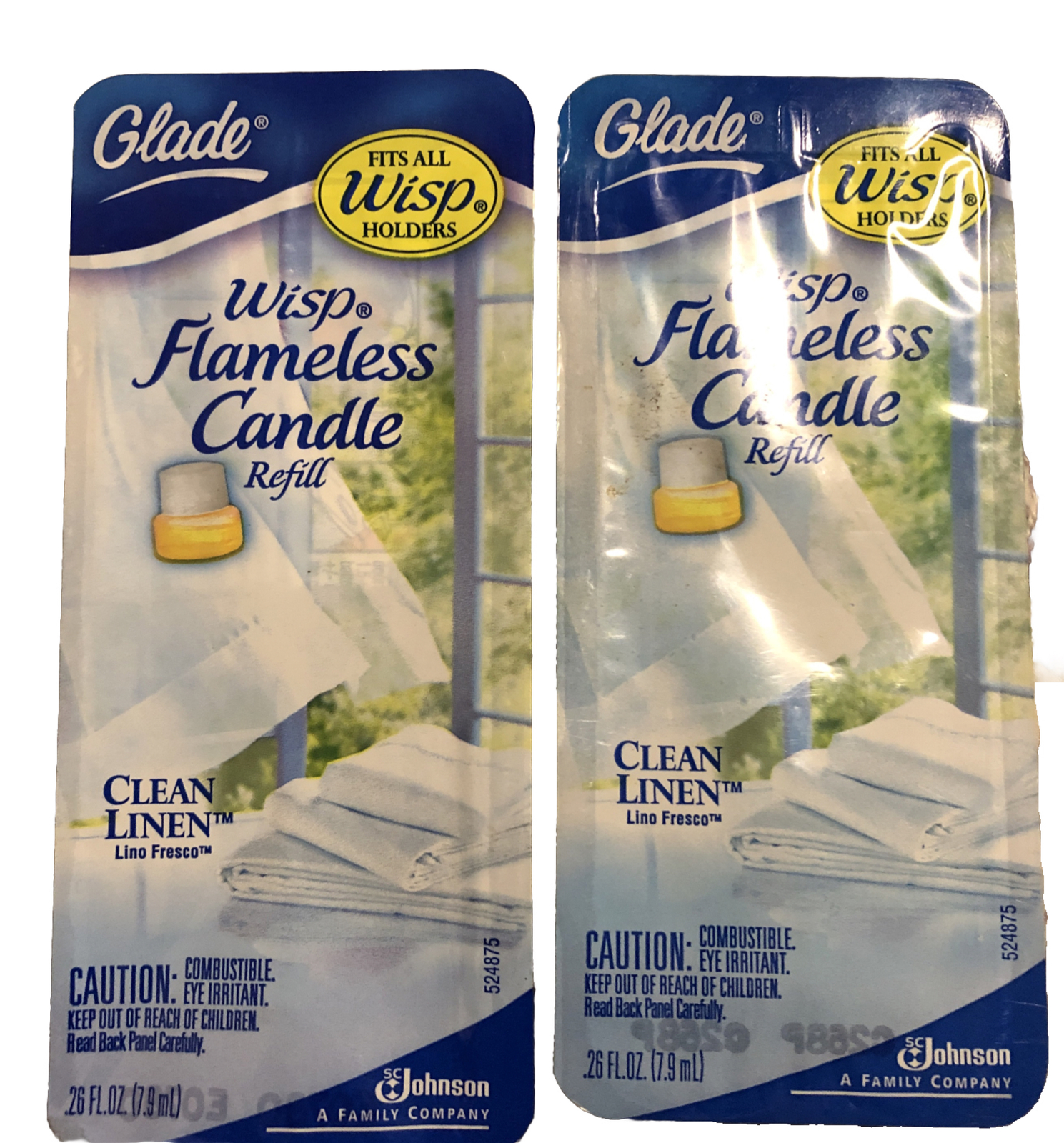 Glade Wisp Flameless Candle Refills Clean Linen Lot Of 2 | eBay