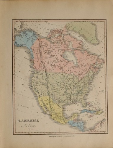 1858 ANTIQUE HAND COLOURED MAP NORTH AMERICA UNITED STATES MEXICO ...