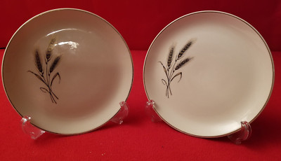2 PIECE ROYAL JOCI by SALEM CHINA 7-3/8" SALAD PLATE - 23K GOLD WHEAT ...