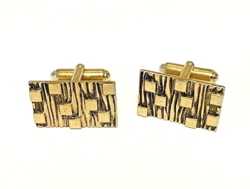 Vintage Brutalist MCM Gold-tone RETRO Rectangle Cufflinks w/ Geometric Design | eBay
