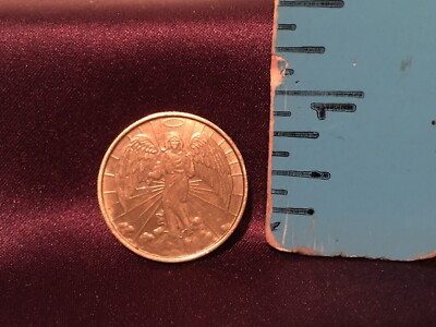 Vtg Guardian Angel Good Luck 1" Coin Charm Religious Metal Pocket ...