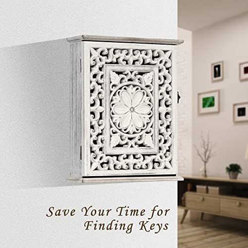 AHUONEL Wooden Key Holder for Wall Key Cabinet Key Hooks Wall Mounted ...