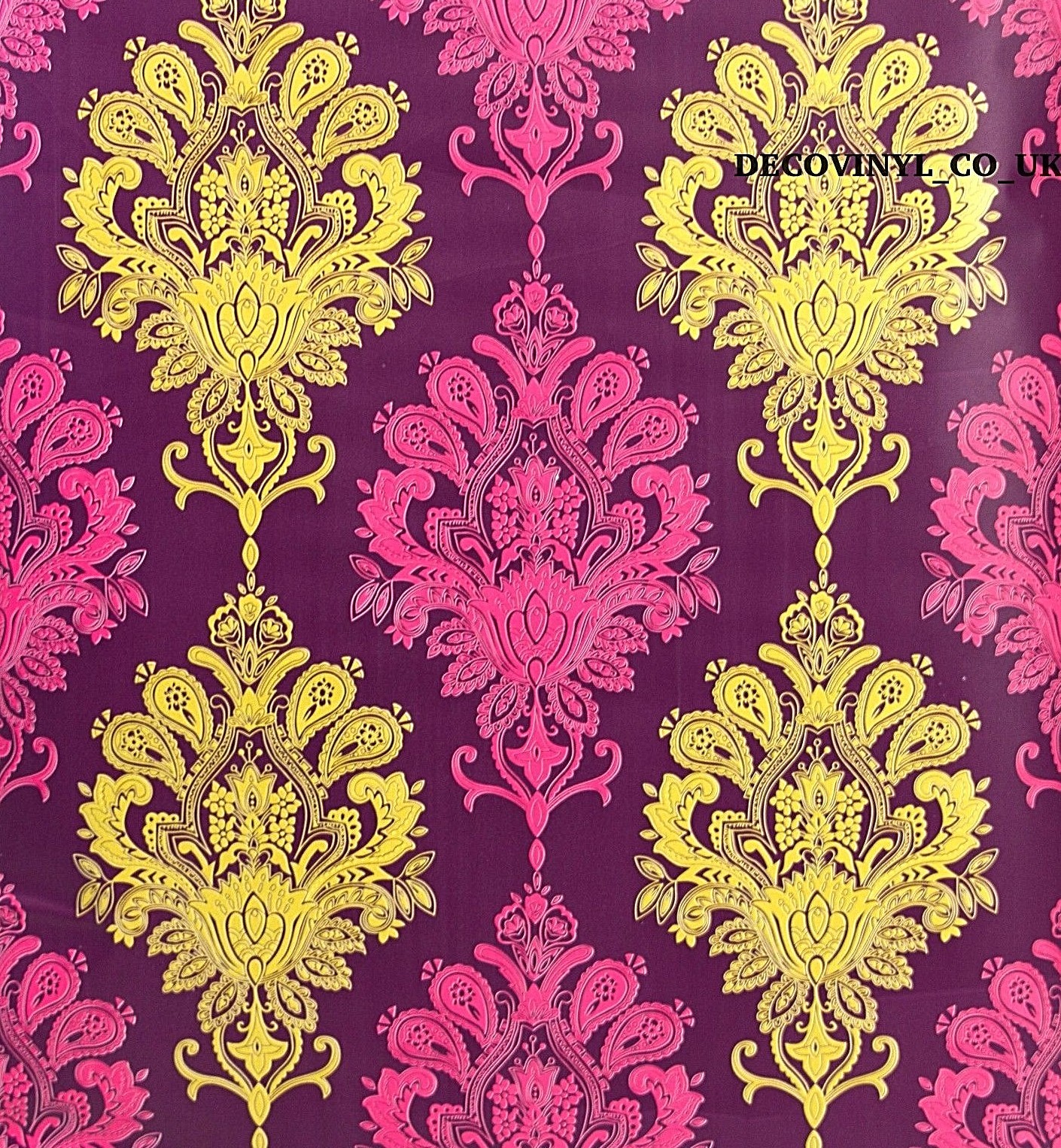 10M PURPLE DAMASK STICKY BACK PLASTIC FABLON WALLPAPER PLASTIC FABLON ...