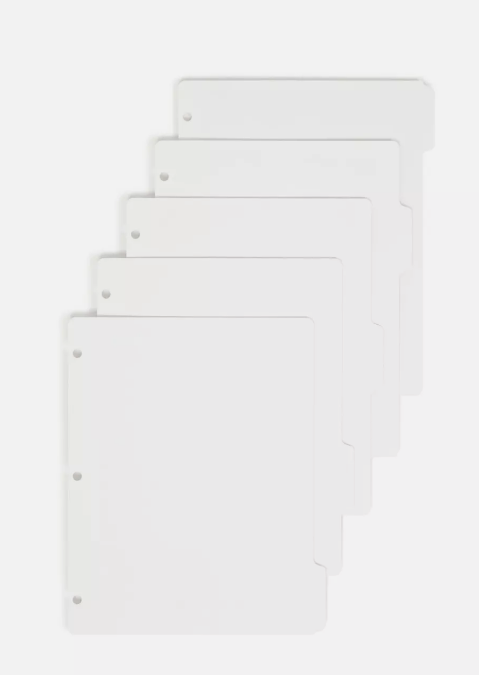 Smead 3-Ring Binder Index Dividers, 5-Tab, 11" x 8 1/2", White, 20-Pack ...