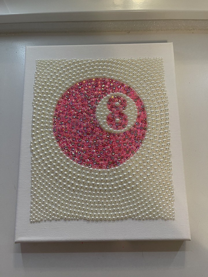 Pink 8 Ball Rhinestone Canvas Artwork | eBay