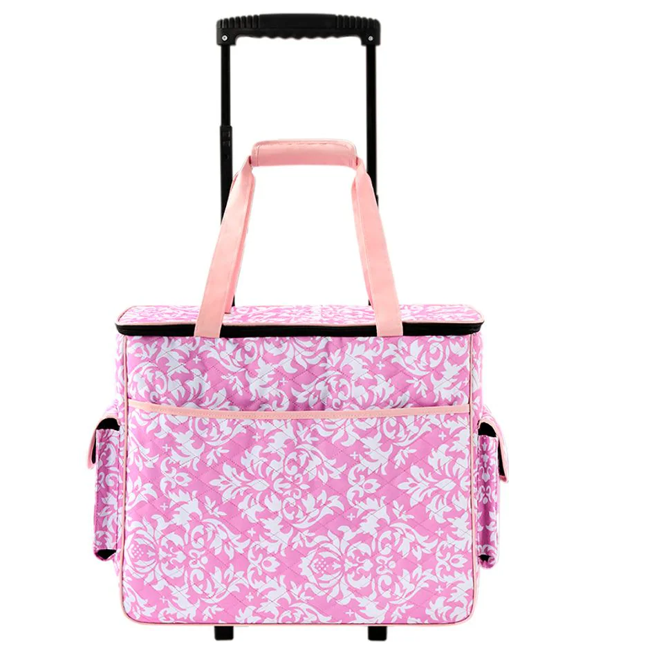 Rolling Sewing Machine Tote Craft Yarn Storage Cart Portable Bag Case ...