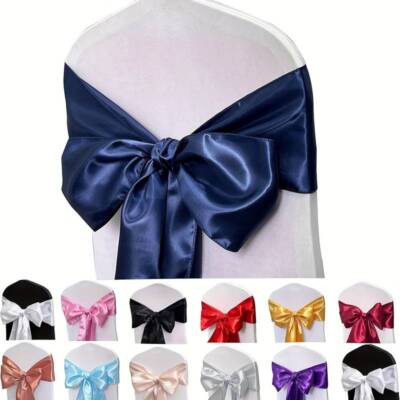 1 25 50 100 Satin Sashes Chair Cover Bow Sash WIDER Fuller Bows Party ...