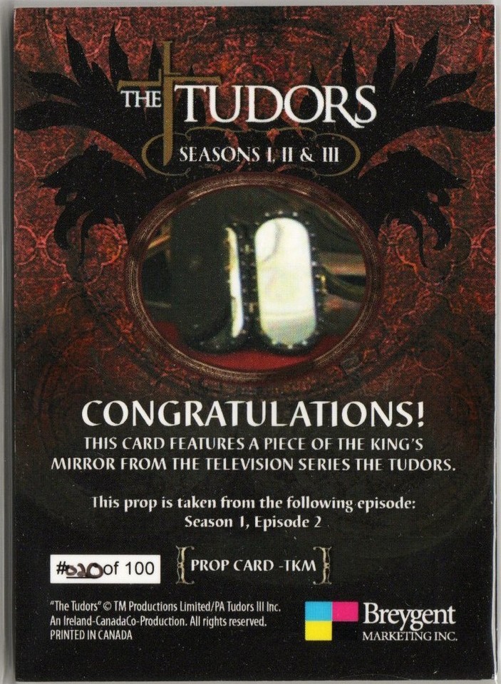 The Tudors Seasons I, II & III Prop Relic TKM Piece of King's Mirror #020/100 | eBay
