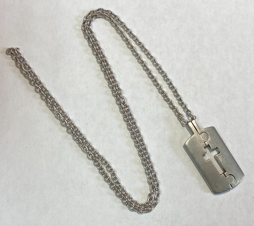 (MA6) 24" STERLING SILVER CREDO PETRA AZAR MAGNETIC CROSS PENDANT ...