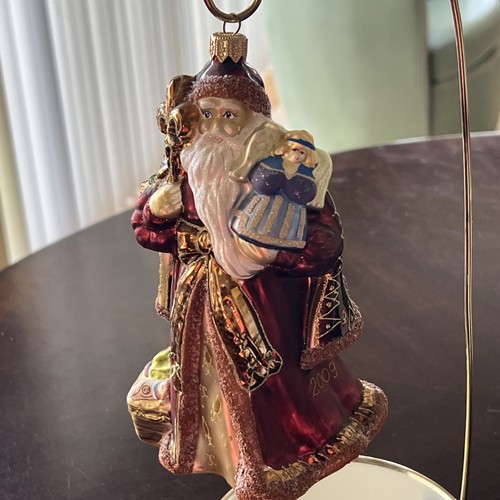Santa w/Toys & Presents Mouth Blown Hand Painted Glass Ornament ...