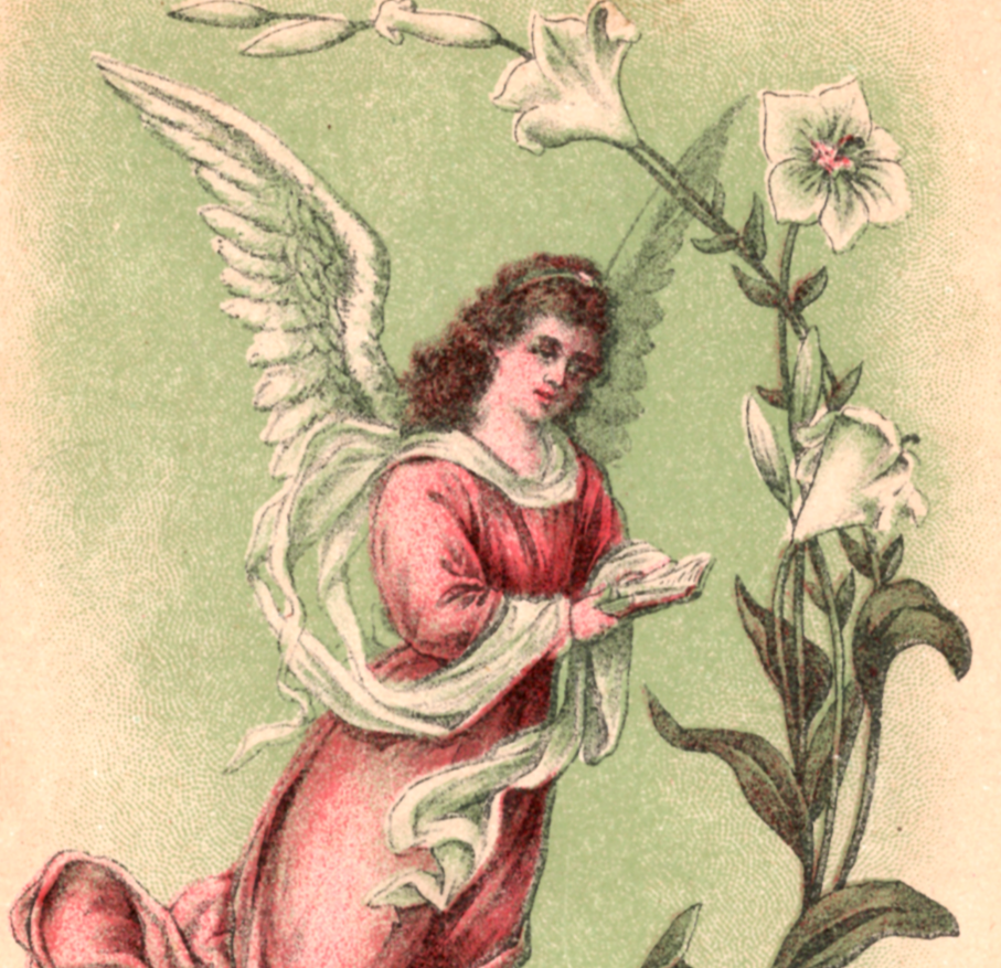 c1912 Art Deco Easter Angel Lily Flowers Religious Postcard Wings Red ...