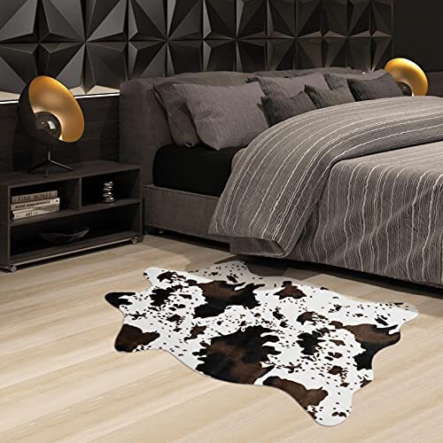 Cow Print Rug Faux Cowhide Area Carpet Animal Print Mat for Living Room ...