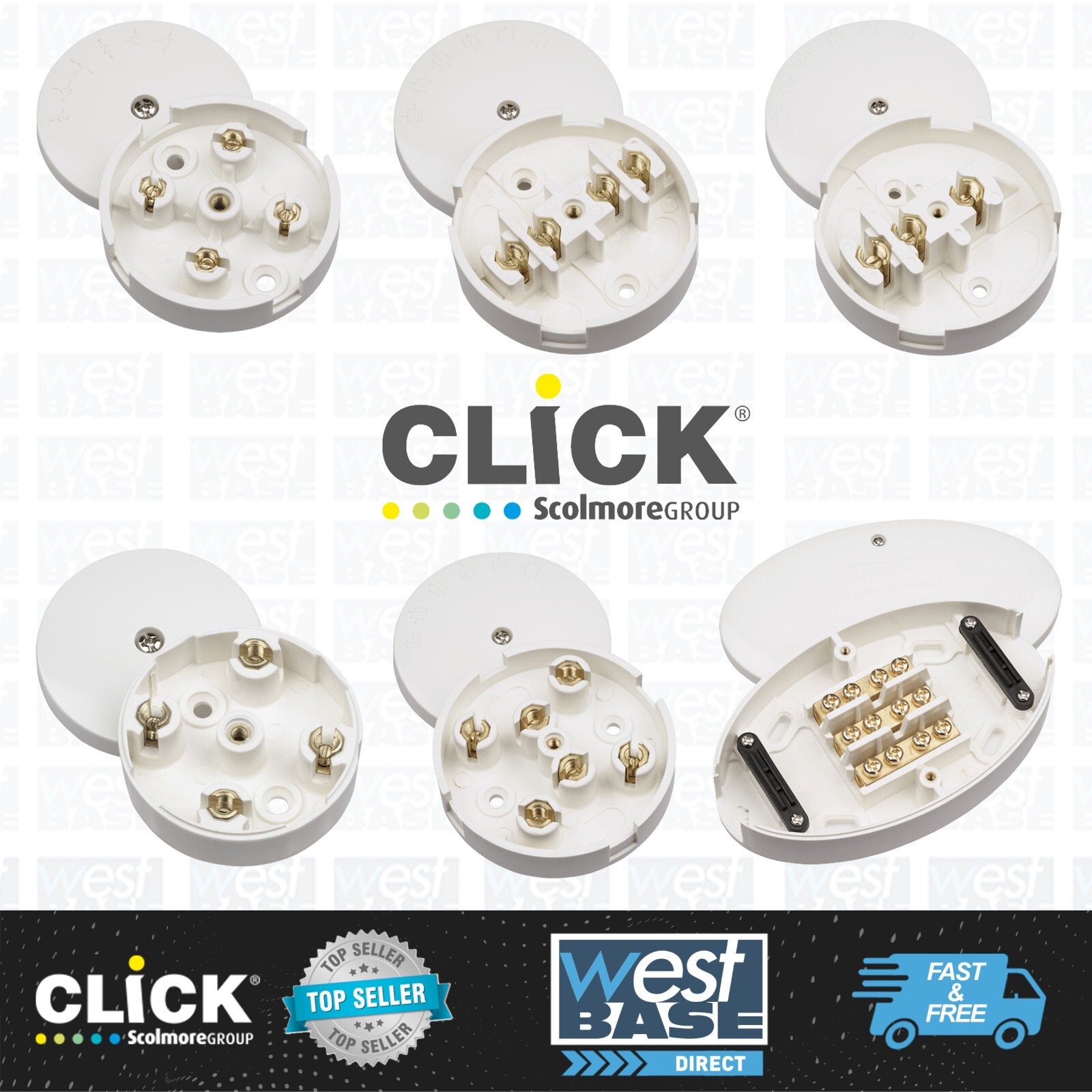 5A 20A 30A 60A Amp Click White Electrical Junction Boxes 3 4 & 6 ...