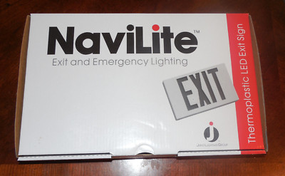 x2 Navilite Emergency Exit Sign LED Battery Back Up White W Red Letter ...