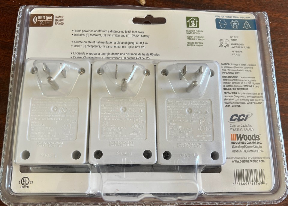 Woods 3-Pack Indoor Wireless Remote Outlets Open Box | eBay