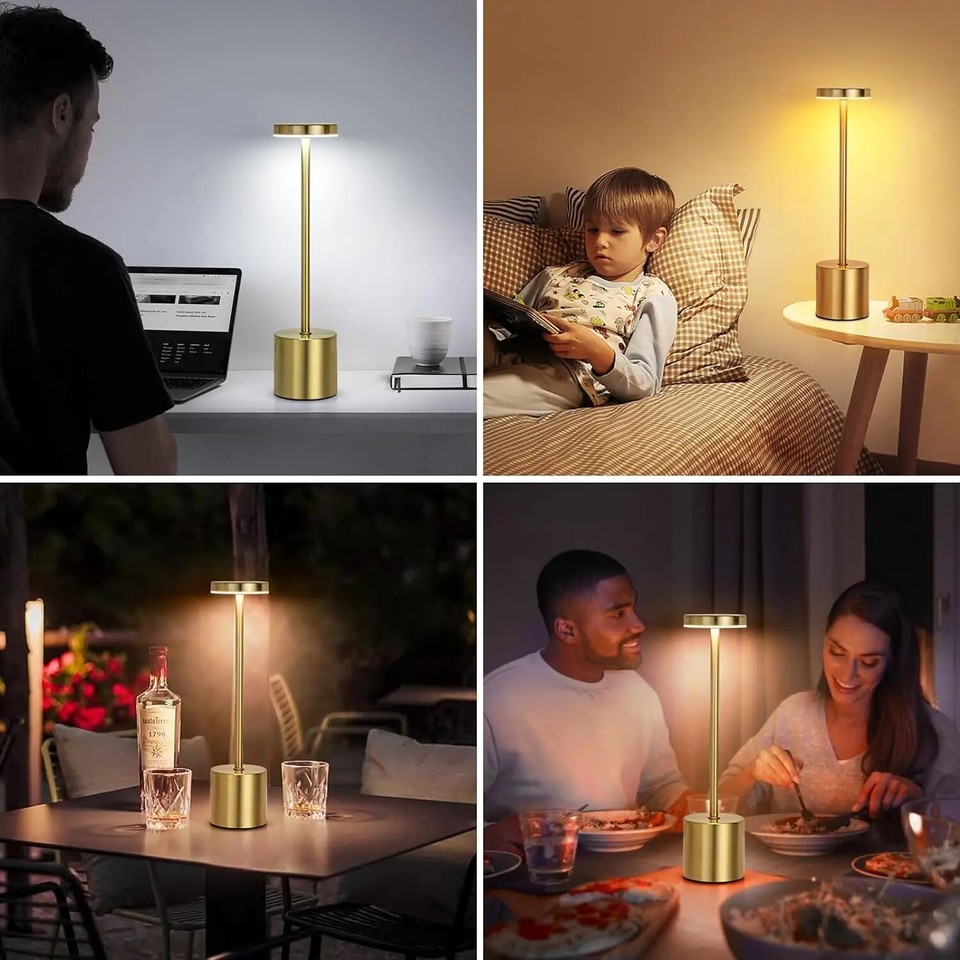 New Simple Led Rechargeable Touch Table Lamp 3 Colors Bedside Ambient ...