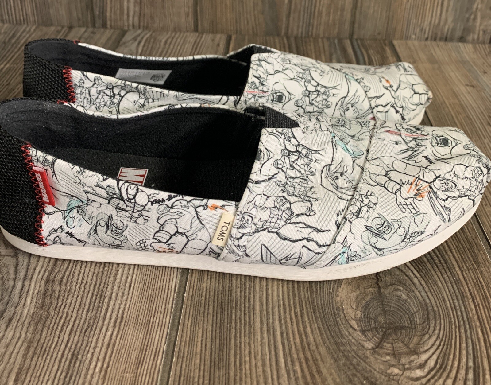 Women’s TOMS x Marvel comic strip slip on flats Size … - Gem