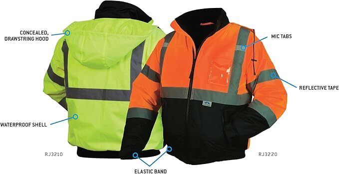 HIGH VISIBILITY ORANGE WATERPROOF REFLECTIVE ROAD WORK CONSTRUCTION ...