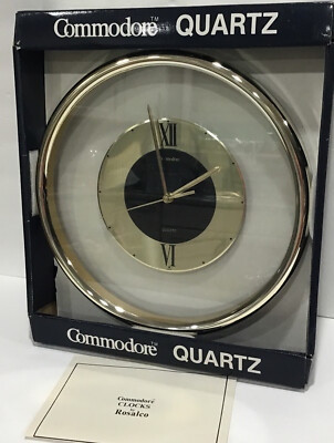 Retro Commodore Quartz by Rosalco Round Gold Tone Wall Clock Floating ...