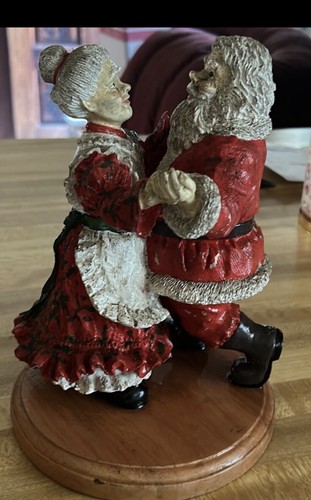 Christmas Santa and mrs clause statue stands on wood base | eBay