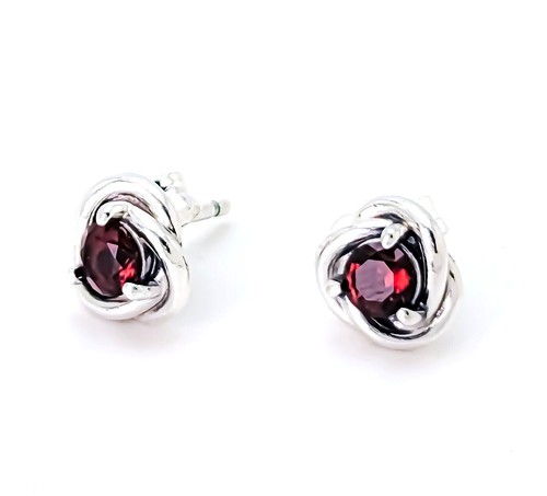New 100% PANDORA 925 ale January Red Eternity Circle Stud Earrings ...