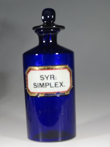Cobalt Blue SYR: SIMPLEX Apothecary Bottle Label Under Glass Lug ...