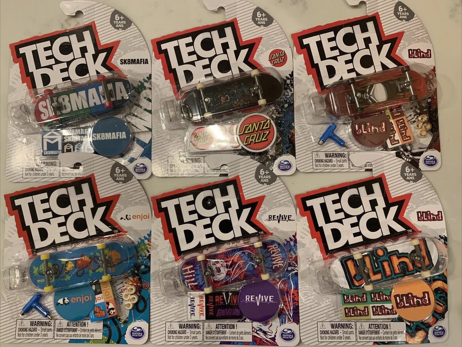 Tech Deck Boards *ULTRA RARE* Lot of 6 - Blind, Enjoi, Santa Cruz ...