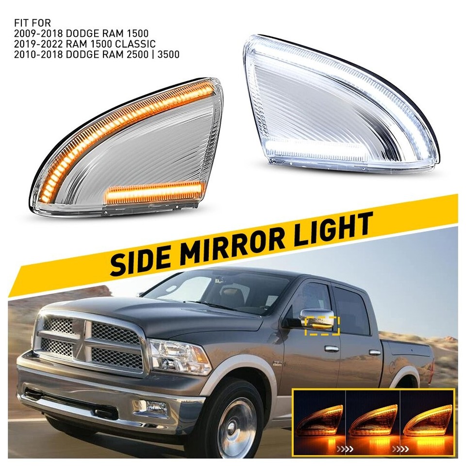 Front Mirror Turn Signal Puddle Light Lamp For 09-18 Dodge 1500 Ram ...