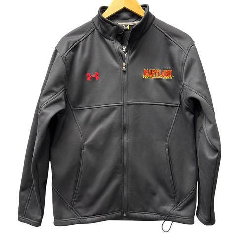 Maryland Terrapins Jacket Mens Small Black Full Zip Fleece Lined Under ...