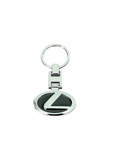 Keychain for Lexus w/ Key Ring 2-Sided Logo Key Chain Black & Silver ...