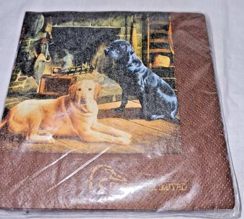 Ducks Unlimited Paper Napkins Waiting At Crow Creek yellow & Black Lab ...