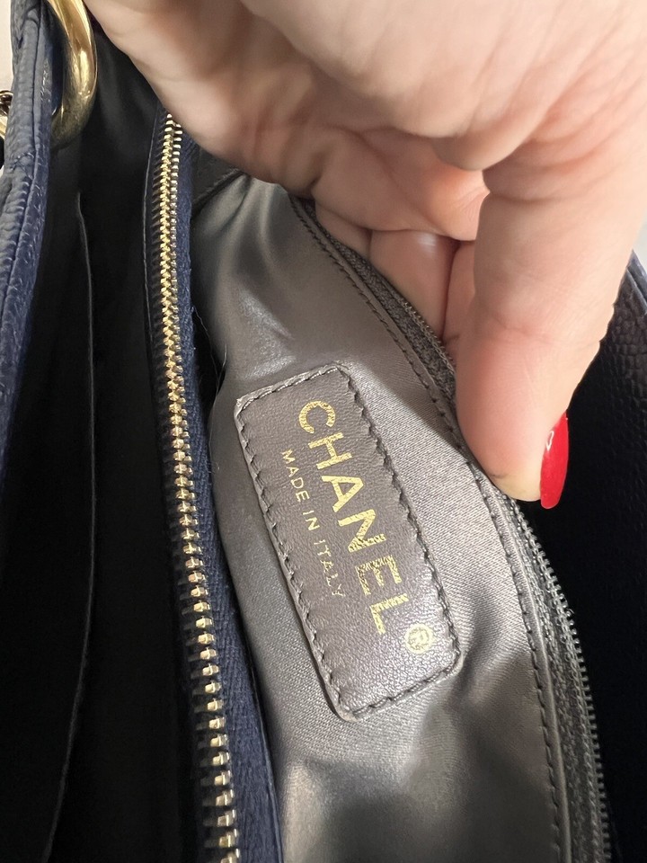Chanel gst tote bag Dark Blue With Gold Hardware | eBay