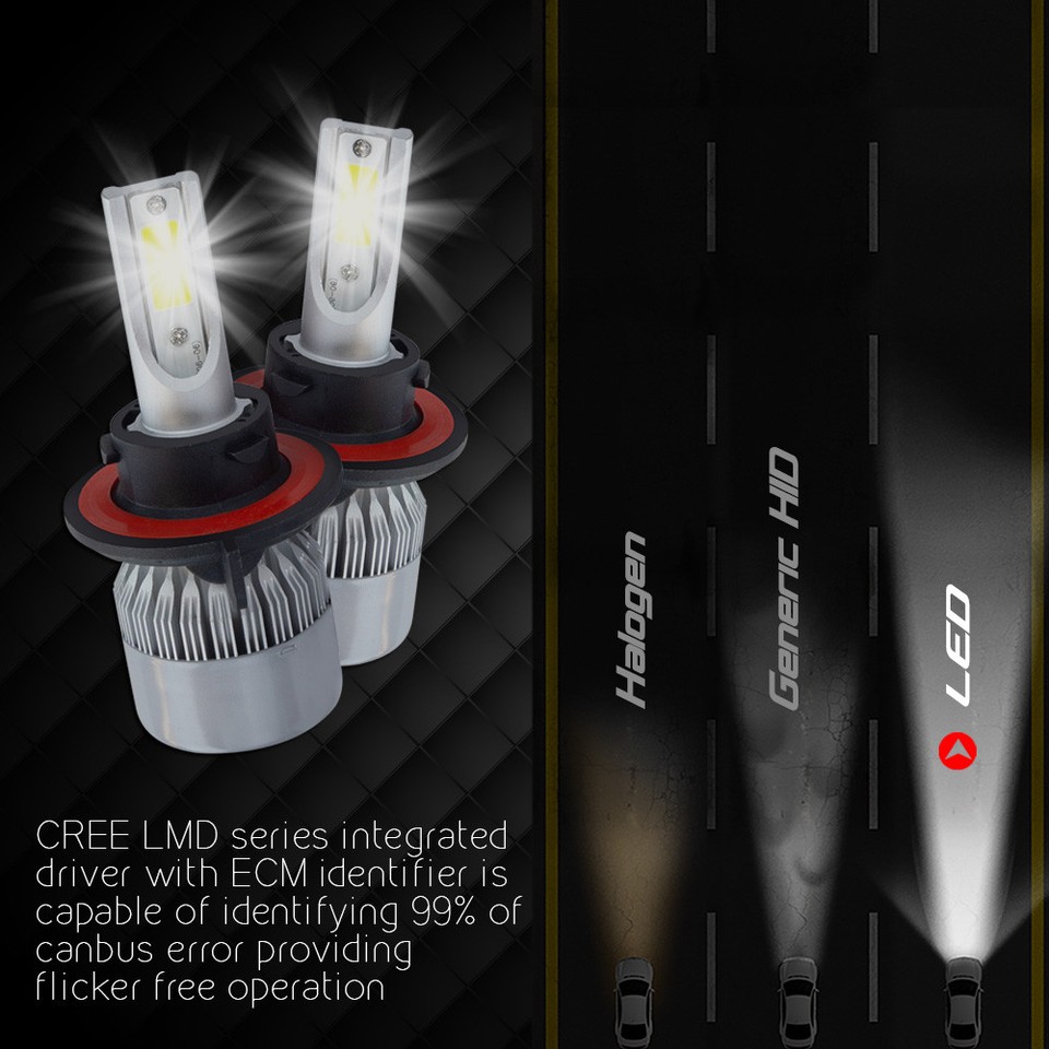 XENTEC LED HID Headlight Conversion kit H13 9008 6000K for 2009-2016 ...