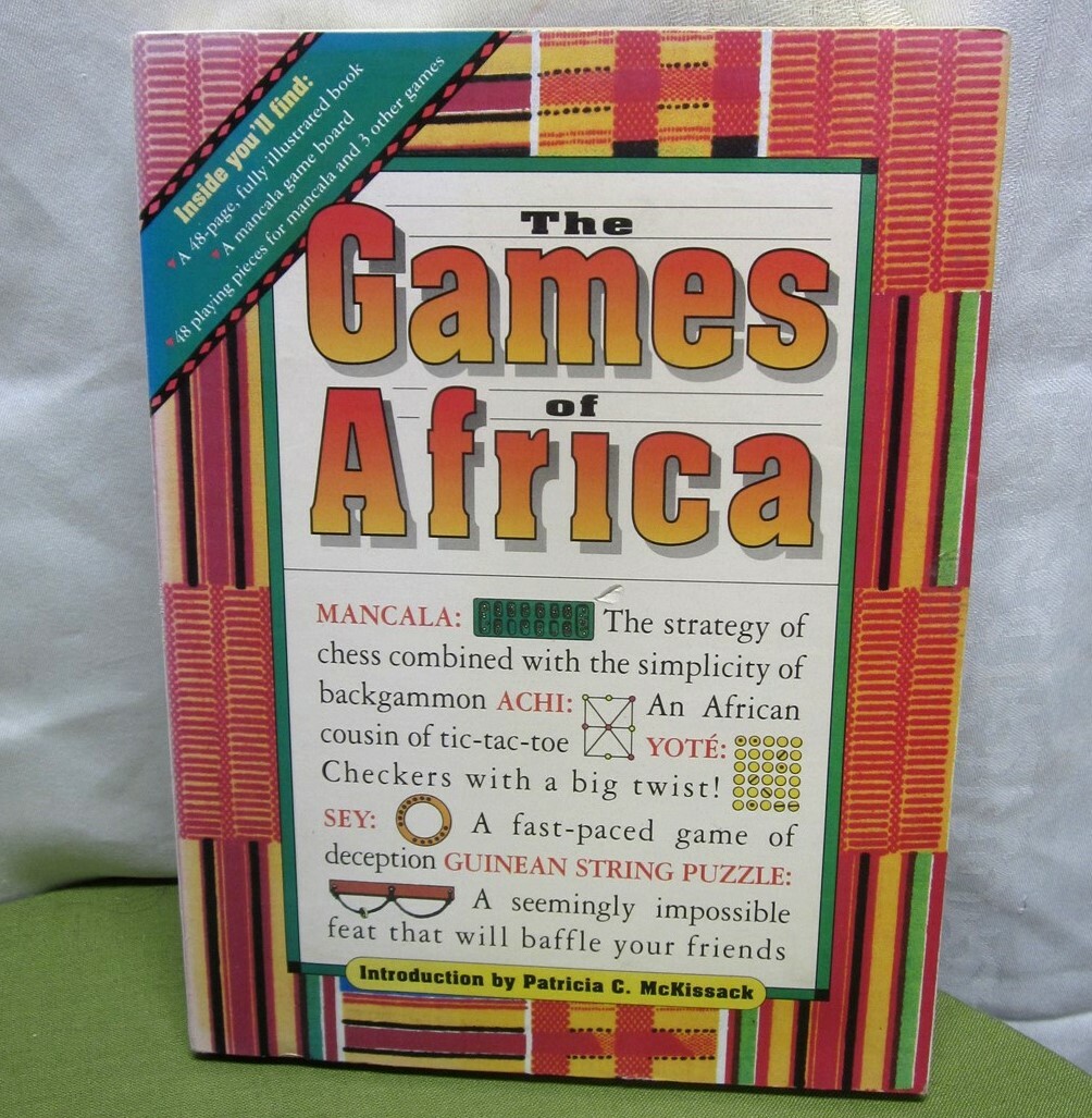 MANCALA Games of Africa board game Achi & Yote w/ Guinean String Puzzle ...