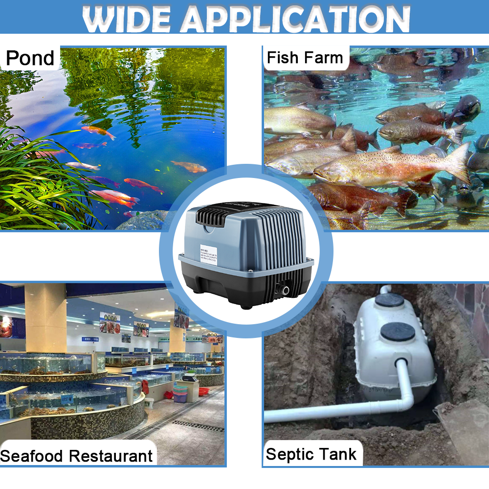 Koi Fish Pond Air Pump Septic Aerator Pump + Self Weighted Hose + Timer ...