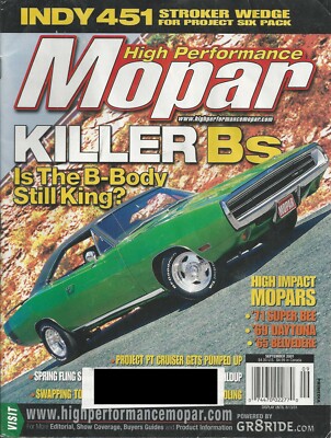 High Performance Mopar magazine September 2001 acceptable conditi Dodge ...
