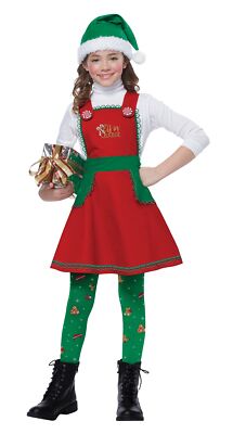 Large Extra Large Elf Costume Outfit Red Dress Hat Leggings Christmas ...