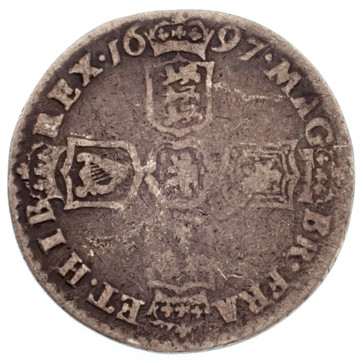 1697 Great Britain William III Sixpence Silver Coin Fine+ Conditon KM ...