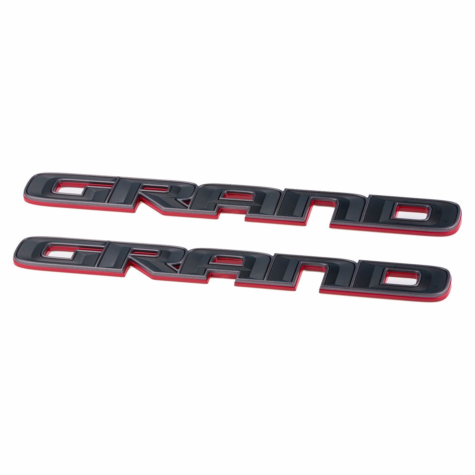 2017-2019 GRAND CHEROKEE BLACK & RED GRAND EMBLEM ONLY SET OF 2 OEM NEW ...