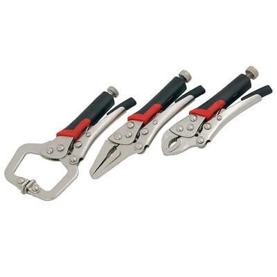 Mini Locking Pliers Set Soft Grip Handles Curved Jaw / Long Nose / C ...