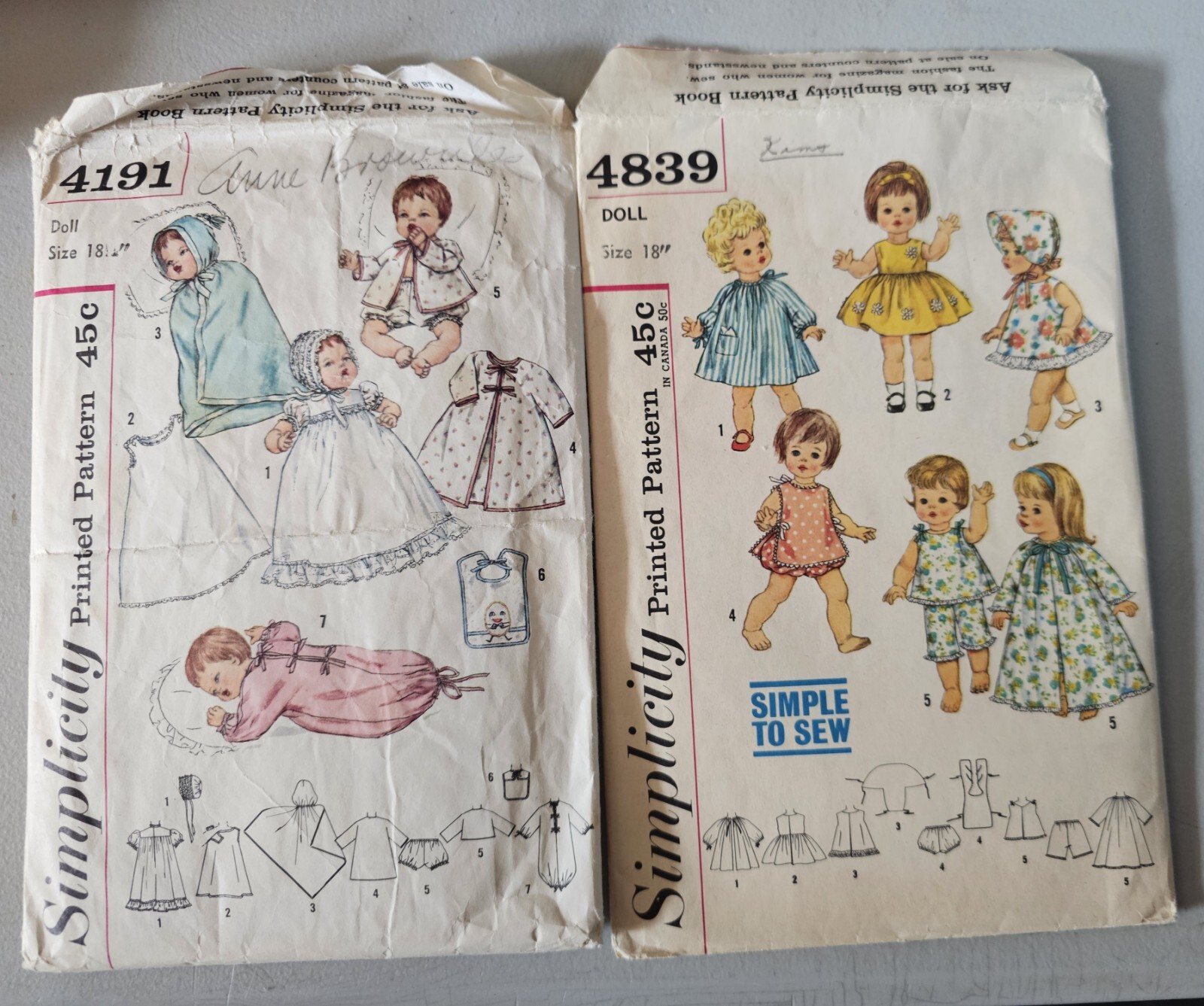 VINTAGE DOLL CLOTHES PATTERNS 1950S