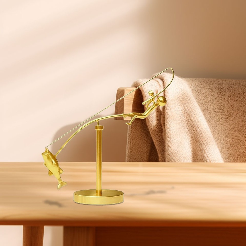 The Fisherman Balancing Sculpture, Kinetic Sculpture Fishing, Handmade ...