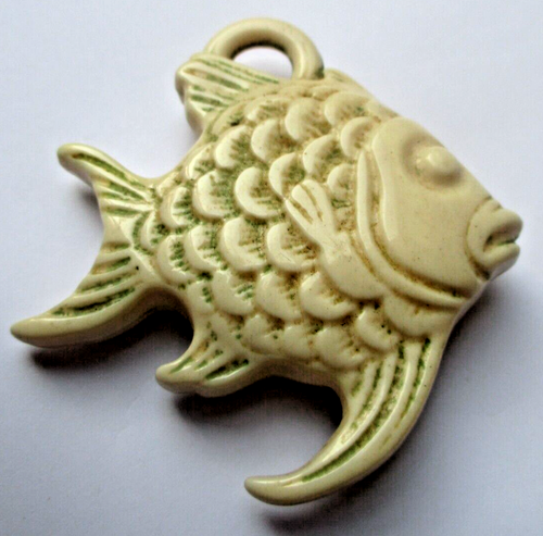 Très Grand superbe Pendentif poisson beige original bijou créateur ...
