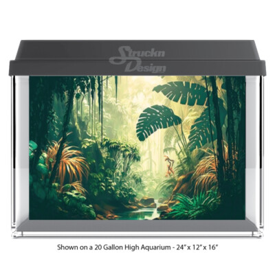 Forest Tropical Plants Polyester Fish Tank Glass Backdrop Aquarium ...